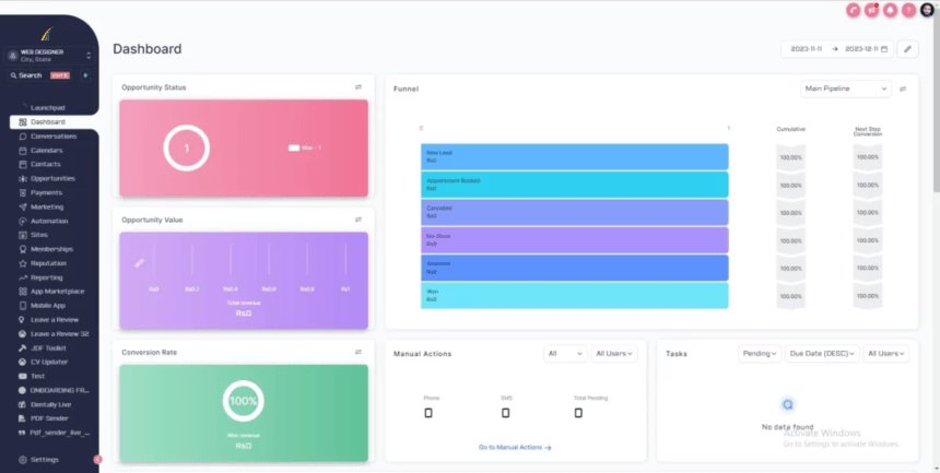 GHL Custom Dashboard - L1 - Red Color - Top GHL Snapshots